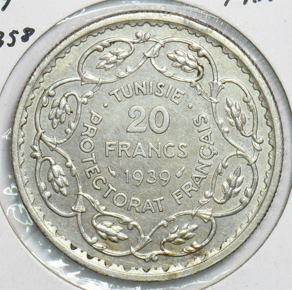 Tunisia 1939 1358 AH 20 Francs T0119 combine shipping – Coin Gold & Stamp Buyer SF